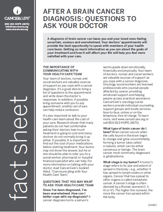 After a Brain Cancer Diagnosis | Ask Your Doctor