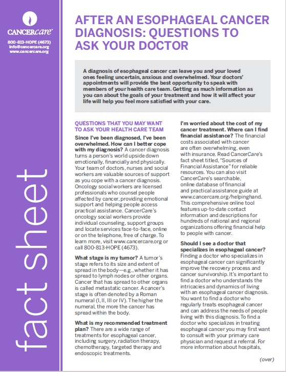 After an Esophageal Cancer Diagnosis | Ask Your Doctor