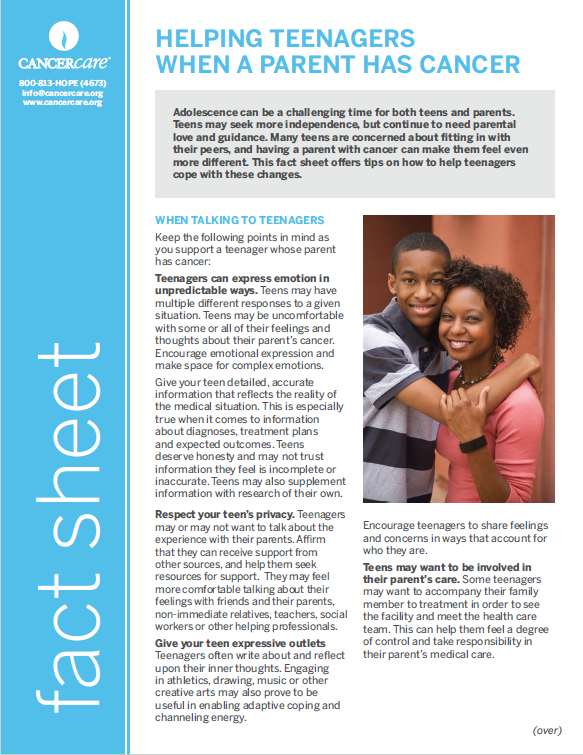 Helping Teenagers When a Parent Has Cancer | CancerCare